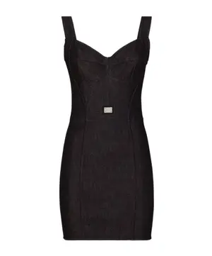 Dolce & Gabbana Logo Plaque Bustier Dress