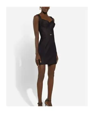 Dolce & Gabbana Logo Plaque Bustier Dress