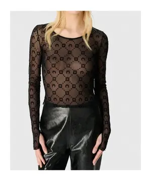 MARINE SERRE Moonogram Mesh Long Sleeve Top