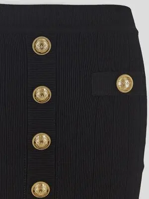 Balmain Button Embellished Knitted Mini Skirt