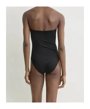 TOTEME Sleeveless Off-the-shoulder Button-down Swimsuit - Black