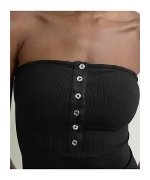 TOTEME Sleeveless Off-the-shoulder Button-down Swimsuit - Black