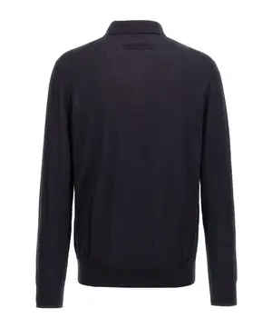 Zegna Long Sleeved Half-button Polo Shirt - Black