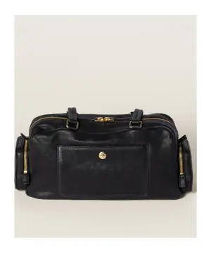 Miu Miu Washed Nappa Leather Handbag - Black