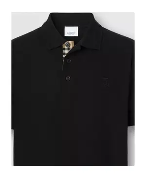 Burberry Logo Embroidered Short-sleeved Polo Shirt - Black