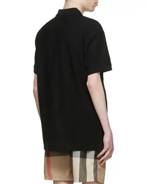 Burberry Logo Embroidered Short-sleeved Polo Shirt - Black