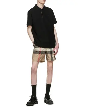 Burberry Logo Embroidered Short-sleeved Polo Shirt - Black