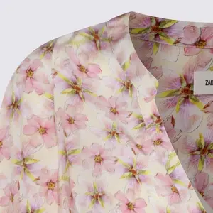 Zadig&Voltaire Floral Print V-neck Long Sleeve Top - Nude