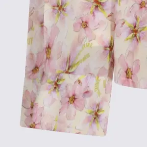 Zadig&Voltaire Floral Print V-neck Long Sleeve Top - Nude