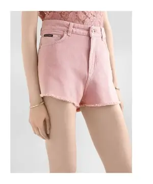 Dolce & Gabbana Frayed Hem Denim Shorts - Pink