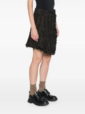 Sacai Asymmetrical Mini Skirt With Raw Edge Hem - Black