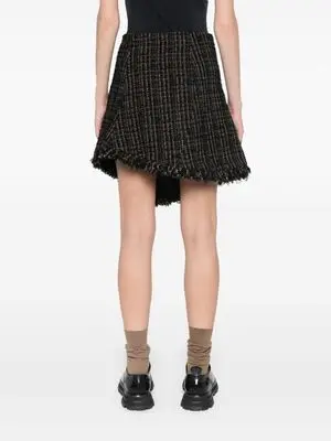 Sacai Asymmetrical Mini Skirt With Raw Edge Hem - Black