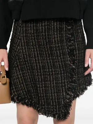 Sacai Asymmetrical Mini Skirt With Raw Edge Hem - Black