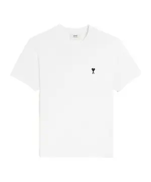 AMI Paris Logo Embroidered Crewneck T-shirt - White