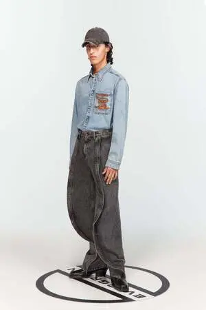 Y/project Draped Low-rise Wide-leg Jeans