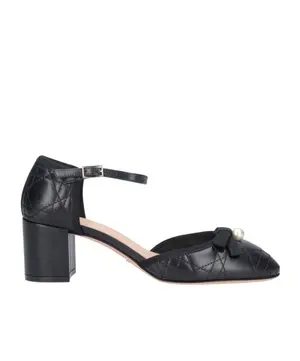 Dior Quilted Bow Detail High Heel Mary Janes - Black