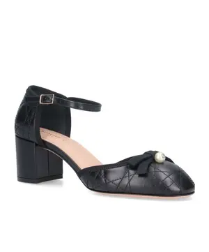 Dior Quilted Bow Detail High Heel Mary Janes - Black
