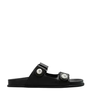 JIMMY CHOO Fayence Pearl-embellished Slip-on Sandals - Black