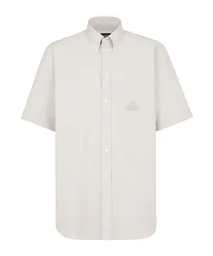 Fendi Logo Embroidered Short-sleeved Shirt - Beige