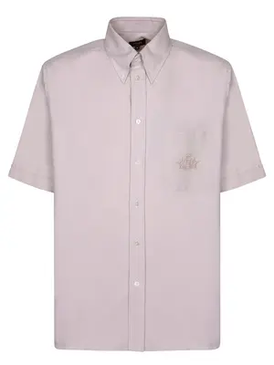 Fendi Logo Embroidered Short-sleeved Shirt - Beige
