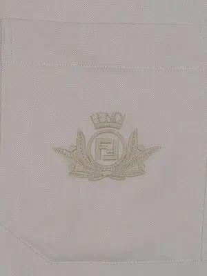Fendi Logo Embroidered Short-sleeved Shirt - Beige