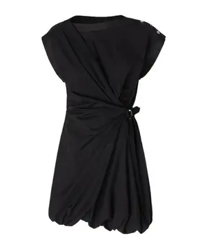 Pinko Asymmetrical Neckline Ruched Mini Dress - Black