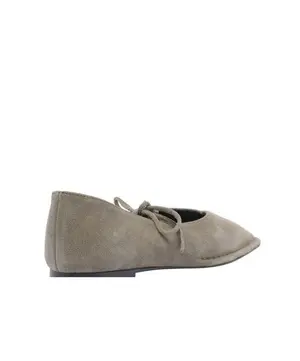 ALOHAS Leather Ballet Flats With Tie Fastening - Gray