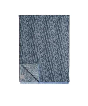 Dior Oblique Fringed Scarf - Blue