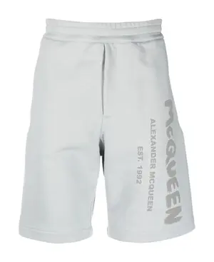 Alexander McQueen Logo Print Shorts - Gray