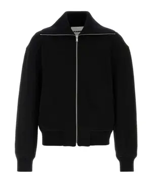JIL SANDER High Neck Zipped Bomber Jacket - Black