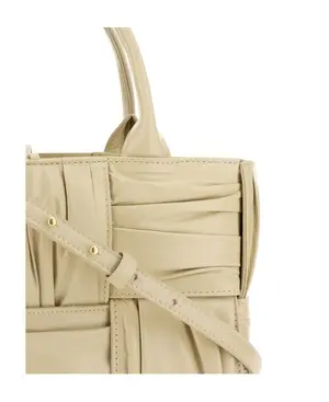 Bottega Veneta Woven Pleated Top Handle Tote Bag - Oat