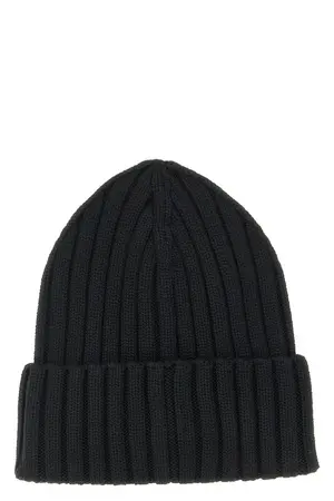 Moncler Logo Patch Ribbed Beanie - Black