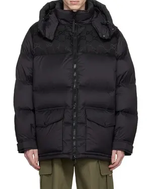 Gucci Zip-up Puffer Jacket With High Collar And Removable Hood