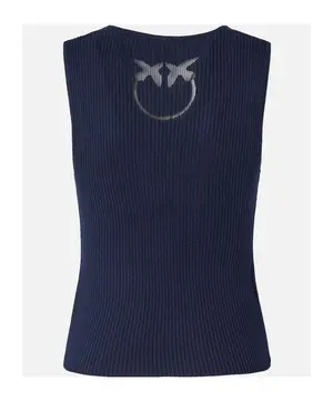 Pinko Sleeveless V-neck Knit Top - Blue