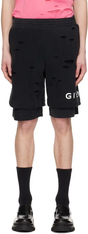 Givenchy Archetype Destroyed Effect Detailed Shorts - Faded Black