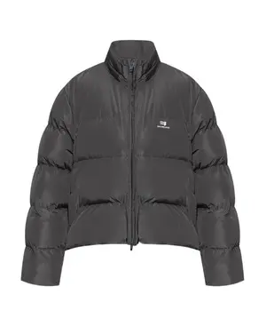 Balenciaga Logo Printed Padded Jacket - Black
