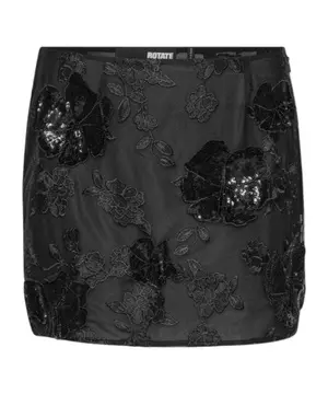 ROTATE BY BIRGER CHRISTENSEN Floral Embellished Skirt - Black