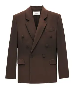 Saint Laurent Oversized Double-breasted Jacket - Marron