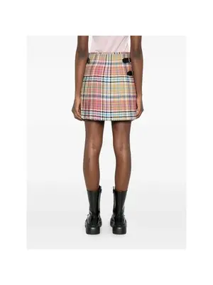 VIVIENNE WESTWOOD Checked A-line Skirt - Nude
