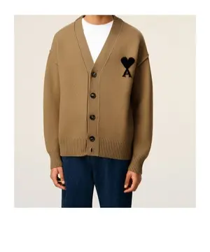 Ami De Coeur V-neck Cardigan - Camel/black