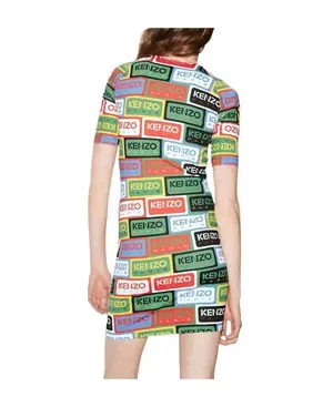 Kenzo All-over Graphic Logo Print Midi Dress
