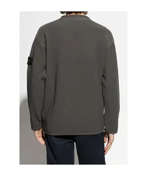 Stone Island Compass Patch Crewneck Knitted Sweater - Grey