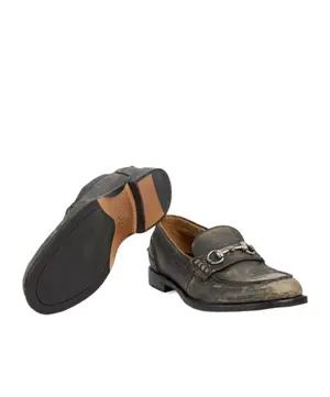 Gucci Washed Effect Horsebit Loafers - Black