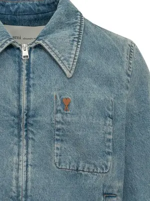 AMI Paris Logo Embroidered Denim Jacket