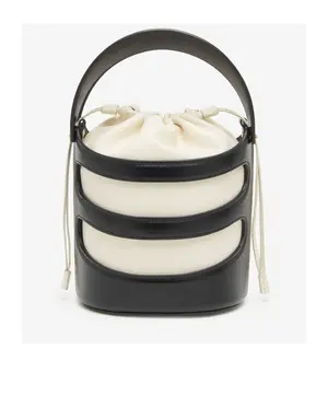 Alexander McQueen Logo Printed Drawstring Bucket Bag - Black