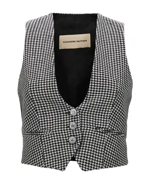 Alexandre Vauthier Houndstooth Patterned Vest With Crystal Buttons