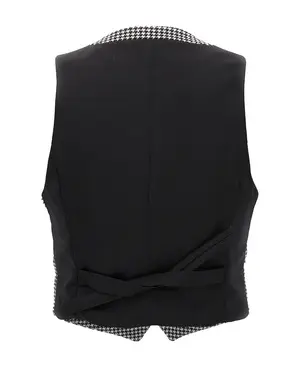 Alexandre Vauthier Houndstooth Patterned Vest With Crystal Buttons