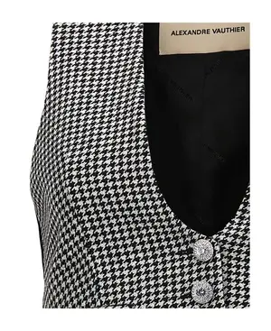 Alexandre Vauthier Houndstooth Patterned Vest With Crystal Buttons