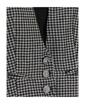 Alexandre Vauthier Houndstooth Patterned Vest With Crystal Buttons