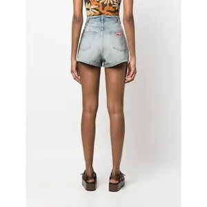 Kenzo Logo Patch Denim Shorts - Gray